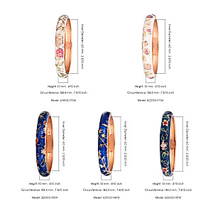 UJOY Bangles 5 Pcs Enamel Jewelry Set Rose Gold Flower Engraved Cloisonne Bracelets Pack in a Box 5PCS Blue White