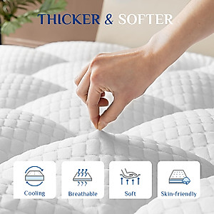 Dual Layer 3 Inch Memory Foam Mattress Topper Queen Size, 2 Inch Cooling Gel Memory Foam Plus 1 Inch Down Alternative PillowTop Mattress Pad Cover with 8-21 Inch Deep Pocket