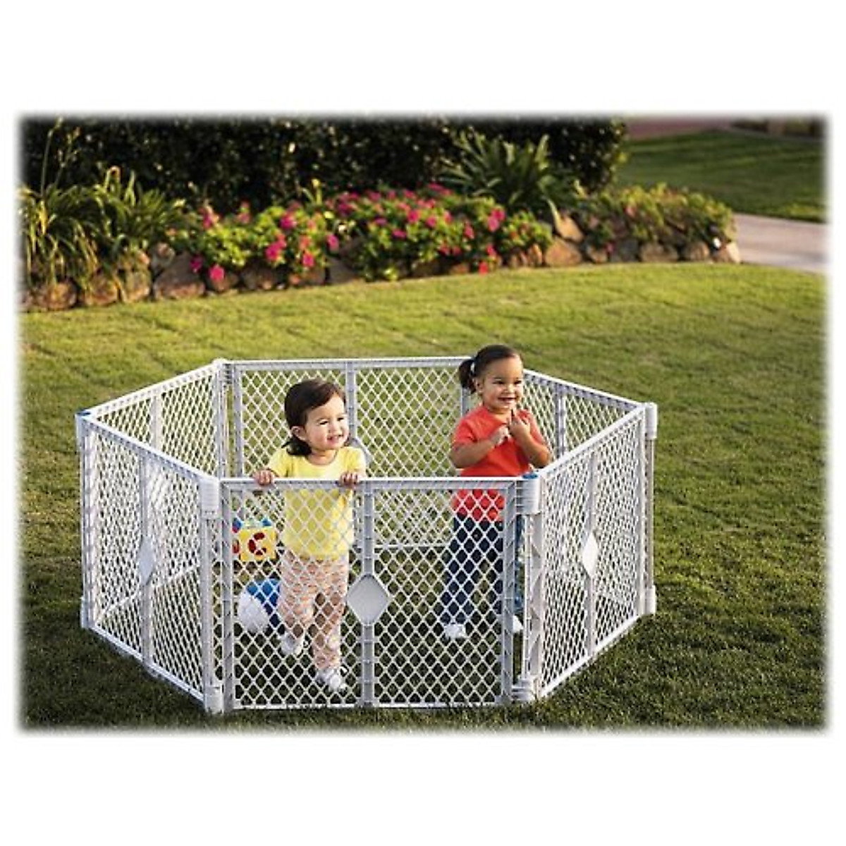 North States Industries State IND 8666 Grey 6 Panel Play Gate, White