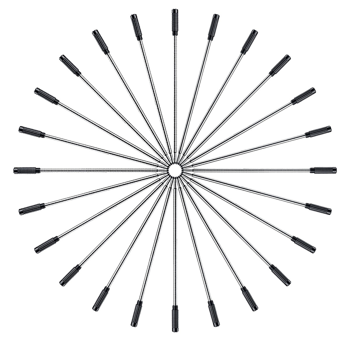 DunBong Black Ink Refill Pack of 5, Replaceable Ballpoint Pen Refills, Medium Point Metal Refill (Black)