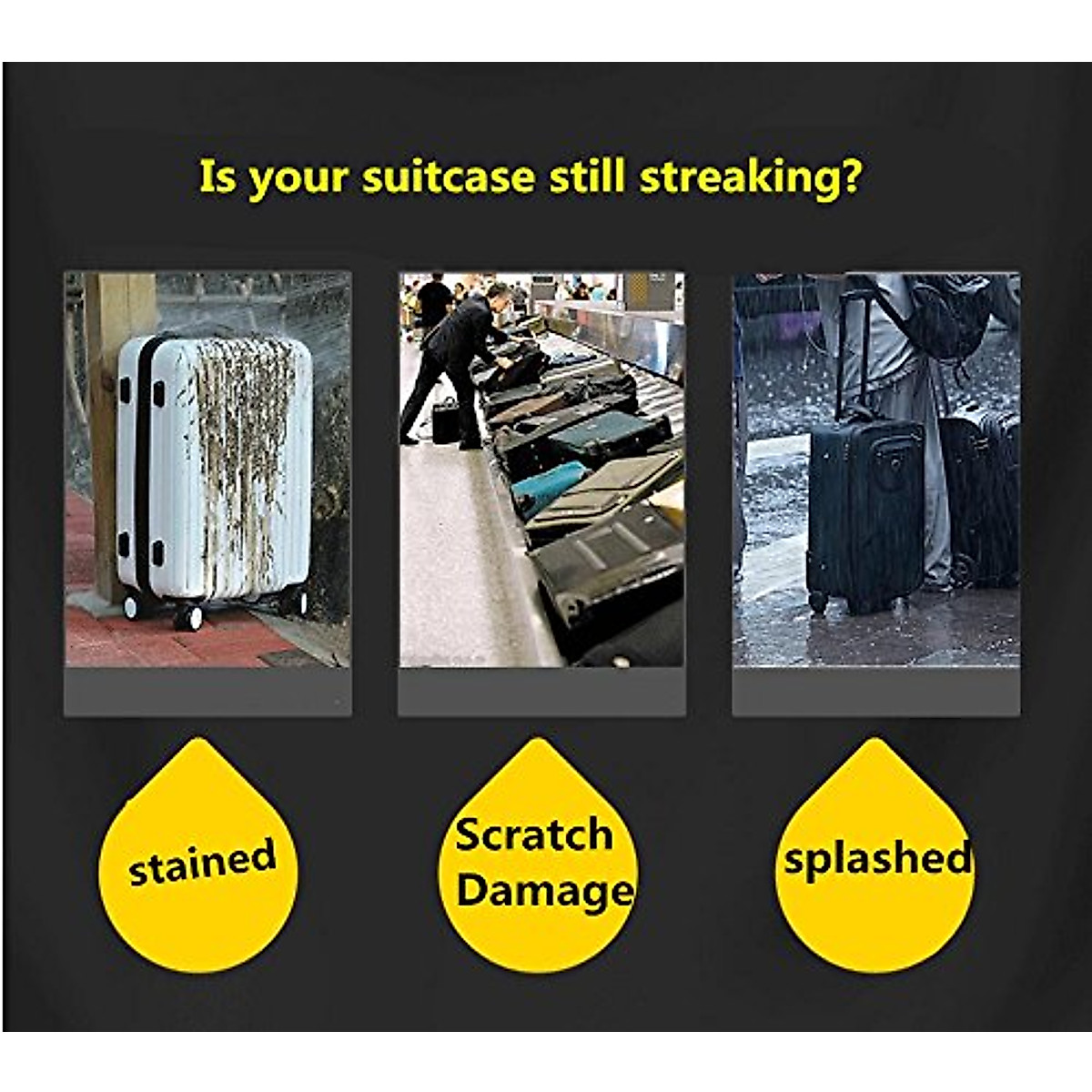 JenKin Luggage Protector Suitcase Cover PVC Waterproof Travel Suitcase Fits Most 20" 22" 24" 26" 28" (30'')