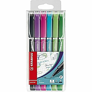 Fineliner - STABILO Sensor F - Wallet of 6 - Assorted Colours