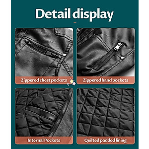 CREATMO US Boy Faux Leather Jacket Motorcycle Jacket Winter Jacket Zipper Flight Pleather Jacket Black 14/16