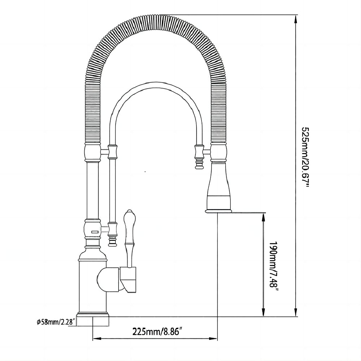 KunMai Single Handle High Arc Swiveling Dual-Mode Pull-Down Sprayer Kitchen Sink Faucet with Porcelain Handle in Polished Gold,Lead-Free Solid Brass Pre Rinse Faucet