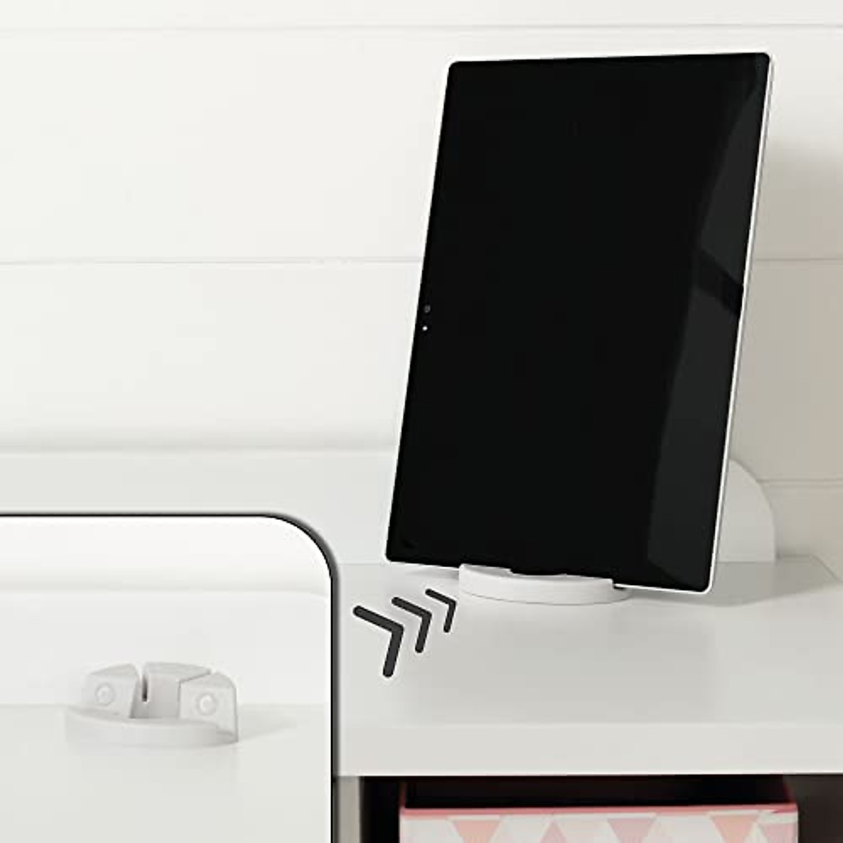 South Shore Make-up Dressing Table with 2 Doors and Storage Baskets, Pure White