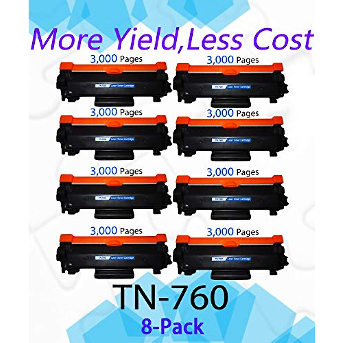 EASYPRINT 8X Compatible 760 Toner Cartridge Replacement for TN760 TN-760 Used for Brother DCP-L2550DW, HL-L2350DW, L2370DW, L2370DW XL, L2390DW, L2395DW, MFC-L2710DW, L2750DW, L2750DW XL, (8-Pack)