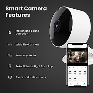 Feit Electric CAM1/WIFI 1080p HD Indoor WiFi Smart Home Security Camera with Night Vision, 2-Way Audio, Works with Alexa & The Google Assistant, White