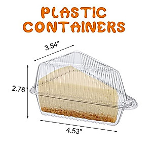 200 Pcs Transparent Cake Slice Containers Plastic Containers with Lids 5“ Clear Medium Hinged Lid Cheesecake Pie Container Disposable to Go Box Food Containers for Take Out Packaging