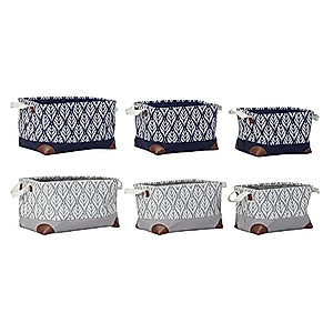 DKD Home Decor Basket Set of Polyester Boho Leaves (3 Pieces) (2 Pieces)