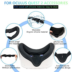 Riokko Controller Grips Cover for Oculus Quest 2, Vr Shell Face Protector Cover Silicone Accessories Anti-Throw Grips Cover with Adjustable Wrist Strap