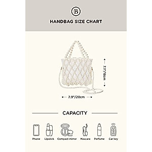 BABEYOND Women Pearl Clutch Purse - Bucket Beaded Bridal Evening Bag Formal Reticulated Bag with Inner Bag for Party Wedding