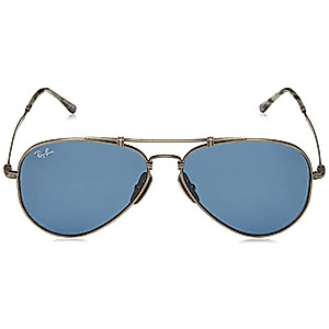 Ray-Ban Rb8125 Titanium Aviator Sunglasses, Demi Gloss Pewter/Dark Blue, 58 mm
