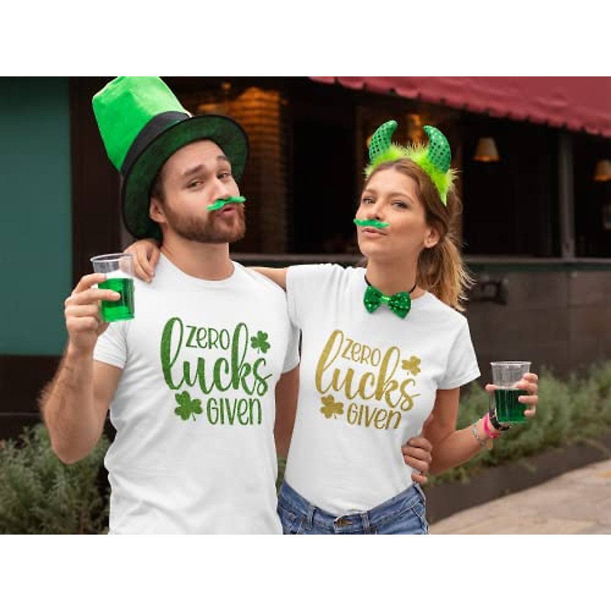 St Patricks Day, Zero Lucks Given Iron On Decal, Tshirt Decal, St Patricks Day Shirt, Heat Transfer, Applique, Iron On Patch, Shamrock Decal, Iron On Almost Anything in 5 Min. (Old Gold Glitter)