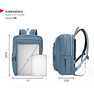 Swissdigital Design Laptop Backpack For Women, College Bookbags With USB Charging Port, Large Capacity Computer Backpacks For Work Business Blue (KATY ROSE SD1006F-13)