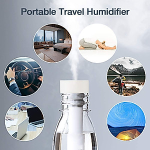 Car USB Humidifier with Container Diversity,Nano Ultrasonic Mini Cool Mist Humidifier Three Hours Auto-off Travel Humidifier Diffuser for Baby, Bedroom,Desk, Office-White Travel OutdoorGrey)