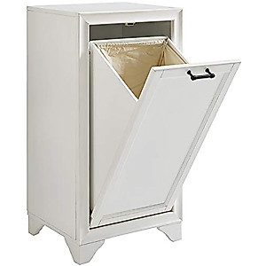 Crosley Furniture Tara Laundry Hamper with Linen Sorting Bag, Bathroom Storage and Organization, Vintage White