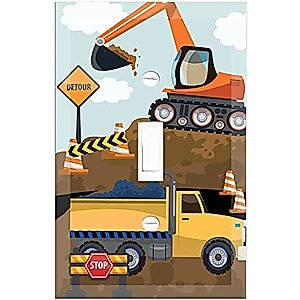 Truck Boys Room Light Switch Cover Plate Kids Decorative Tractor Nursery Teen Toddler Room Decor Bedroom Bathroom Playroom (Construction Truck)