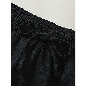 Weintee Women's 7" Inseam Plus Size Linen Shorts with Pockets 2X Black