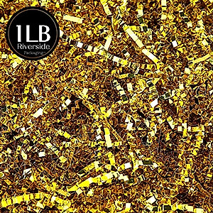 Montplisse Gold Crinkle Paper, 1 LB. Bag. Gold Crinkle Cut Paper Shred filler gold for Gift Box & Baskets, Wedding & Christmas Gifts. Gold Shred for 4 gift boxes.
