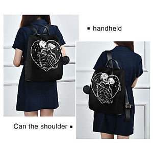 ALAZA Skeleton Skull Love Heart Backpack Purse for Women Travel Casual Daypack College Bookbag Work Business Ladies Shoulder Bag