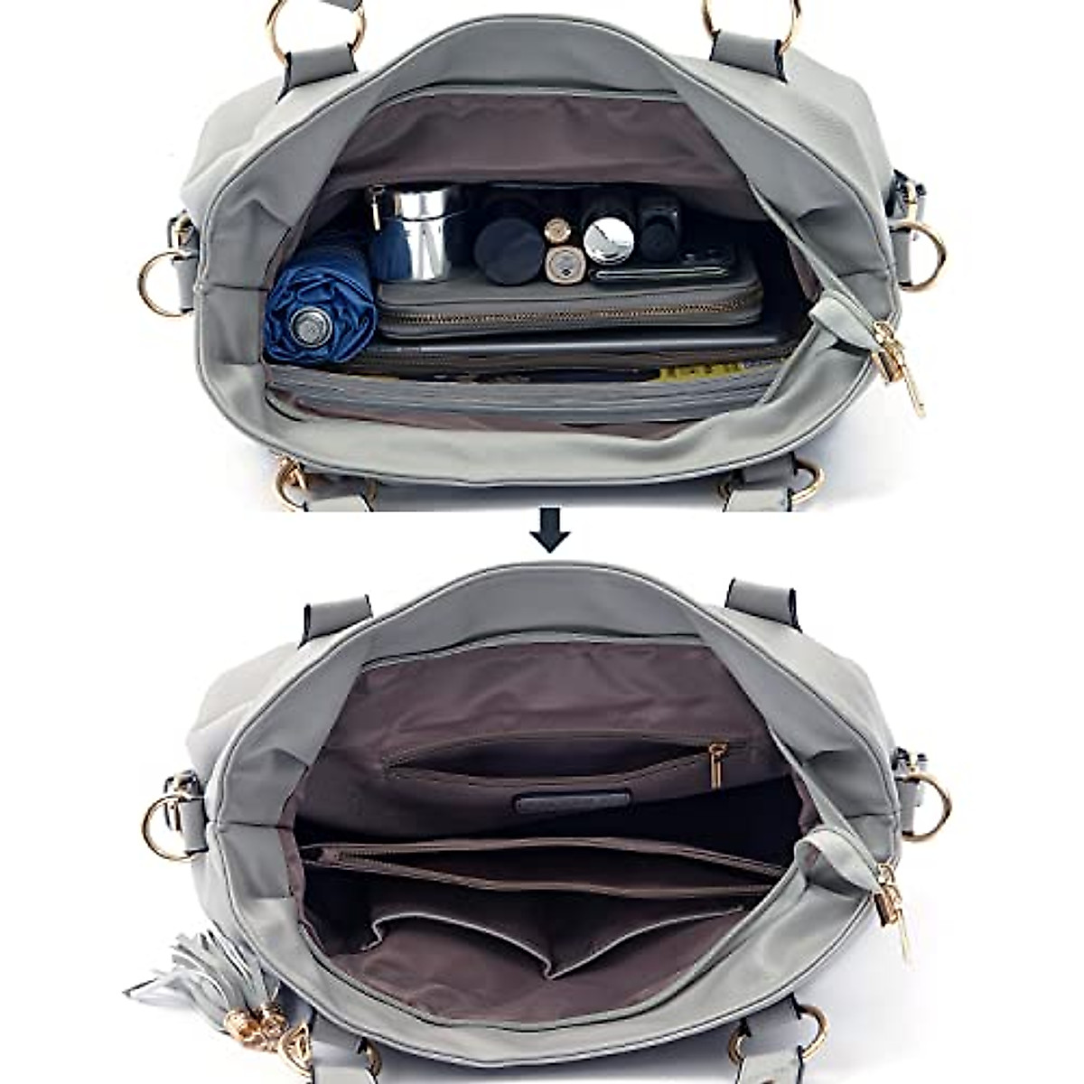 Purses And Wallets Set For Women Tote Handbags Large Hobo Bag Purse With Wallet 3PCS Grey