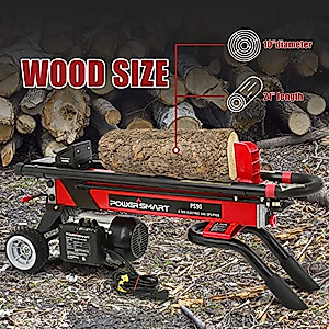 PowerSmart Log Splitter Electric, 6-Ton Hydraulic Log Splitter, 15 Amp Electric Log Splitter, Electric Wood Splitter, Horizontal Full Beam with Steel Wedge for Firewood Splitter Kindling Splitter