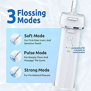 Water Flosser [Mini Cordless Portable] Oral Irrigator Water Teeth Cleaner Pick, Telescopic Water Tank, 3 Modes & IPX7 Waterproof, Home & Travel Water Flossers for Teeth, Braces Bridges Care.
