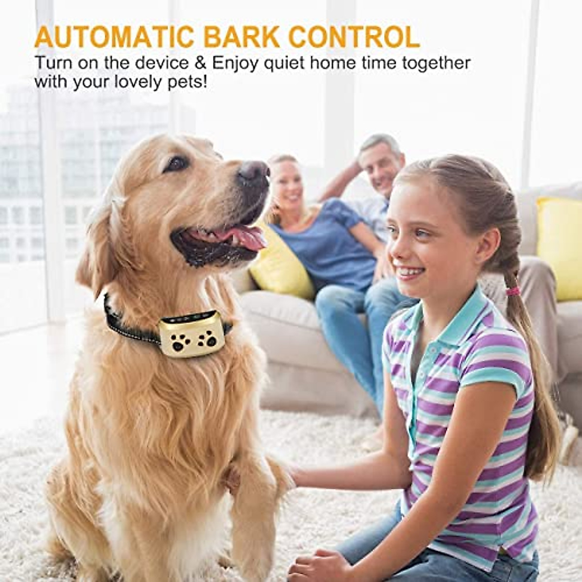 Dog Anti Barking Collar with 7 Adjustable Levels, Harmless Shock, Beep Vibration, Smart Correction and LED Indicator-Reachargeable No Bark Collar for Small Medium Large Dogs,Waterproof