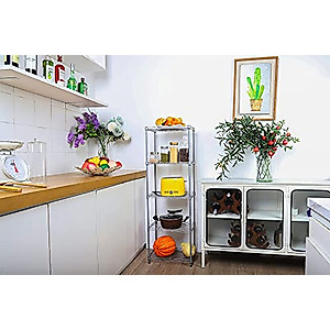 REGILLER 5-Wire Shelving Metal Storage Rack Adjustable Shelves, Standing Storage Shelf Units for Laundry Bathroom Kitchen Pantry Closet(Silver, 16.6L x 11.8W x 53.5H)