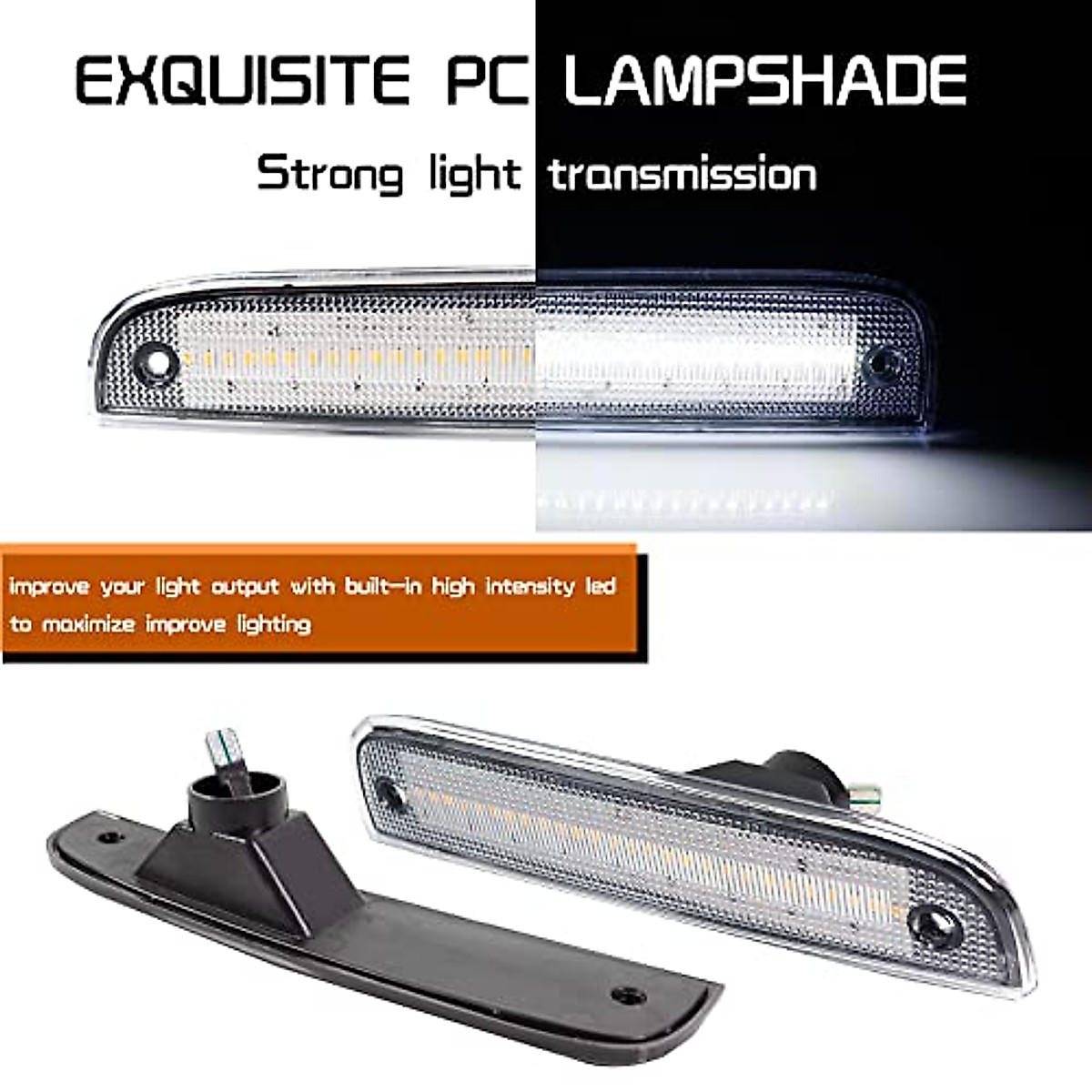 Tonsya White Led Clear Lens kit Compatible With 1997 1998 1999 2000 2001 Jeep Cherokee Front Bumper side Corner Parking Marker Light CH2551118,CH2550118,55055147,55055146