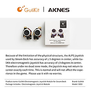AKNES GuliKit Joysticks for Steam Deck (Type A & Type B), No Drifting, Hall Effect Sticks Replacement, Left/Right Thumb Grip Parts for Steam Deck Console-Electromagnetic Joystick (No Soldering)