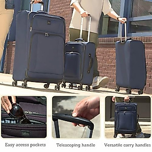 Skyway Epic Softside Large Checked Luggage - Lightweight Suitcase with Wheels | TSA Approved Travel Bag | Spinner Suitcase | Large Luggage Set with Telescoping Handle, 28 inch, Surf Blue