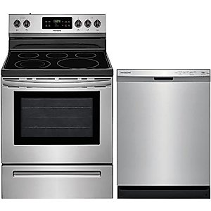 Frigidaire 2 PC Kitchen Appliances Package with FFEF3054TS 30" Electric Range and FFCD2418US 24" Built In Dishwasher in Stainless Steel