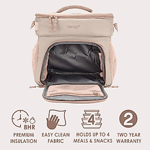 Bentgo Prep Deluxe Insulated Multimeal Bag - Lunch Box Bag, Holds 5 Meals, Premium Insulation up to 8 Hrs, Durable, Water-Resistant - Large Capacity For Adult Meal Prep (Sand)