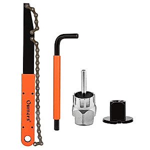 Oumers Bike Cassette Removal Tool, Cassette Freewheel Removal Tool with Chain Whip and Auxiliary Wrench Bicycle Cassette Lock Ring Removal, Freewheel Remover Wrench Sprocket Remover