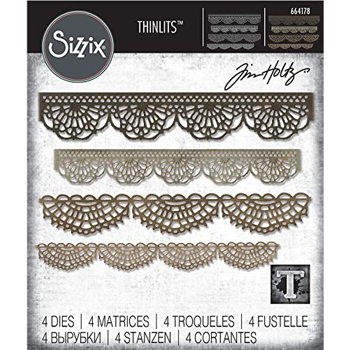 Sizzix, Multi Color, Thinlits Die Set , Crochet by Tim Holtz, 4 Pack, One Size