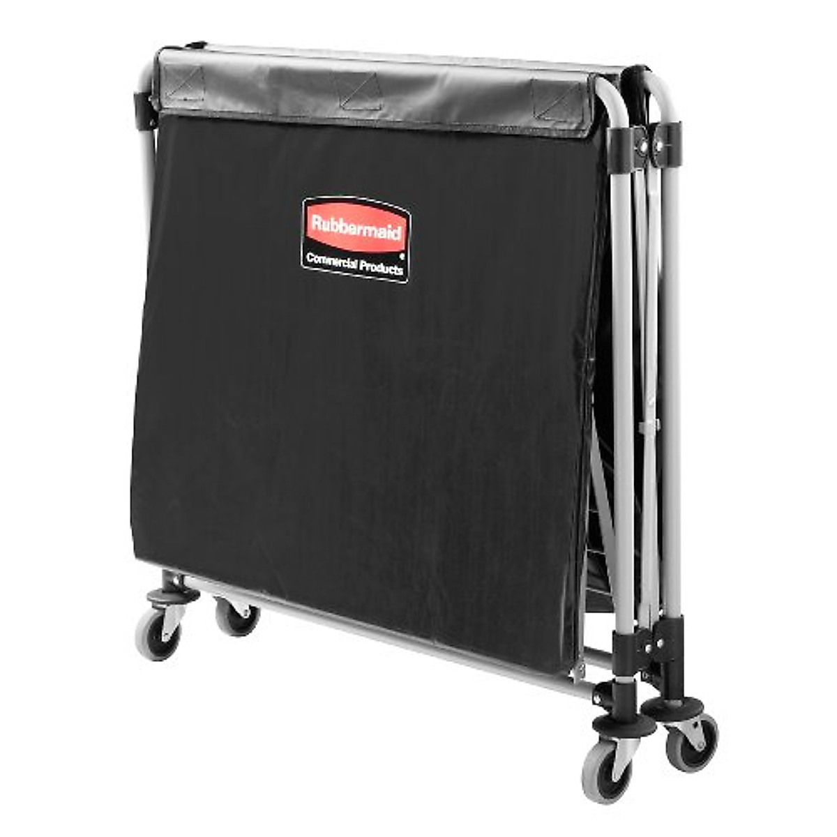 Rubbermaid Commercial Products, Collapsible X Cart Laundy Cart, College Move-In, Transport Supplies and Groceries, Steel, 8 Bushel (300 L) Cart, 36" L x 7" W x 34" H, Black