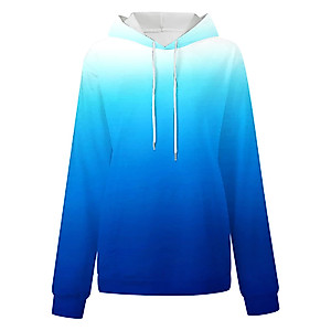 Ceboyel Womens Neon Print Oversized Sweatshirt Drawstring Pullover Sweatshirt Trendy Sweater Tops Fall Fashion Clothes 2023 Sweatshirts Blue 3X