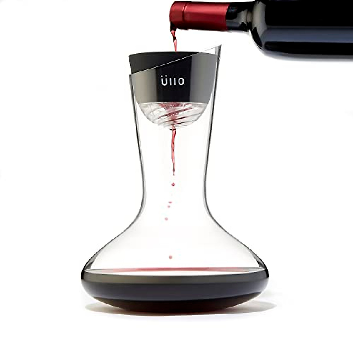 Ullo Wine Purifier with Hand Blown Decanter and 6 Selective Sulfite Filters, Restore the Natural Purity of Wine