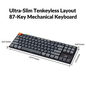 Keychron K1 RGB Hot-swappable Tenkeyless Layout Ultra-Slim Wireless Bluetooth/Wired USB Mechanical Keyboard for Mac Windows with Low-Profile Keychron Optical Red Switch Full Aluminum - Version 5