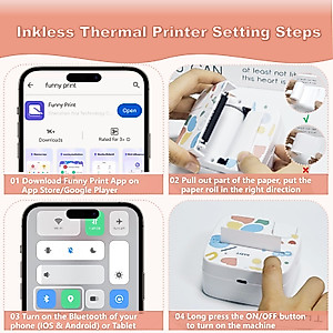 DOLEWA Mini Sticker Printer, Portable Thermal Inkless Sticker Maker with 8 Rolls Coloed Paper & 12 Pens, Wireless Thermarote Printers for Photos, Study Notes, Scrapbook, Journal, Memo (Doodle)