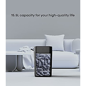 TOWNEW T1S Automatic Trash Can with Lid, 4.1 Gallon Smart Self-Sealing and Self-Changing, Motion Sense Activated Garbage Can for Kitchen Bathroom Office, Black.