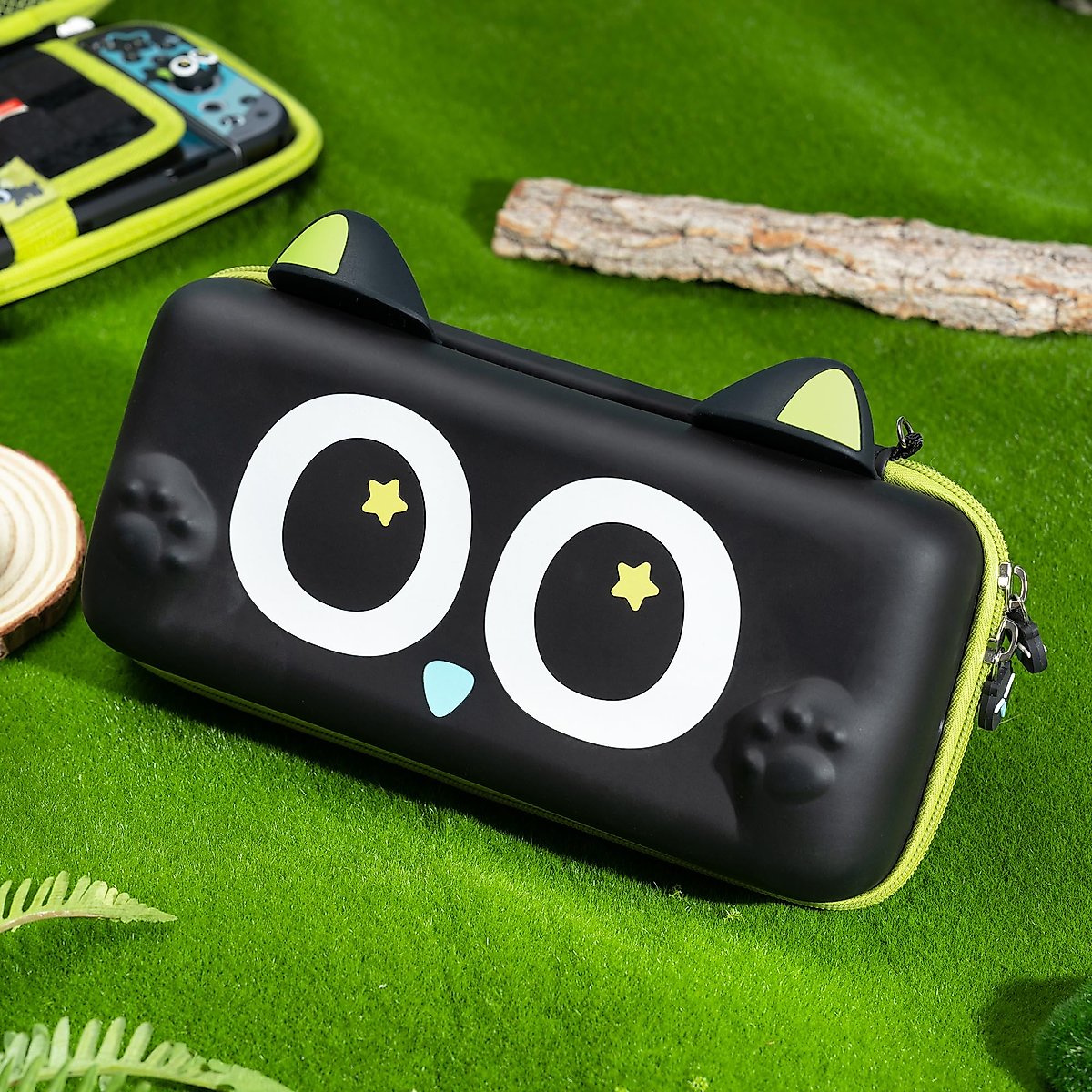 GeekShare Carry Case Compatible with Switch/Switch OLED Large Capacity PU Hardshell Travel Carrying Case fit Switch Console & Game Accessories - Luo Xiaohei