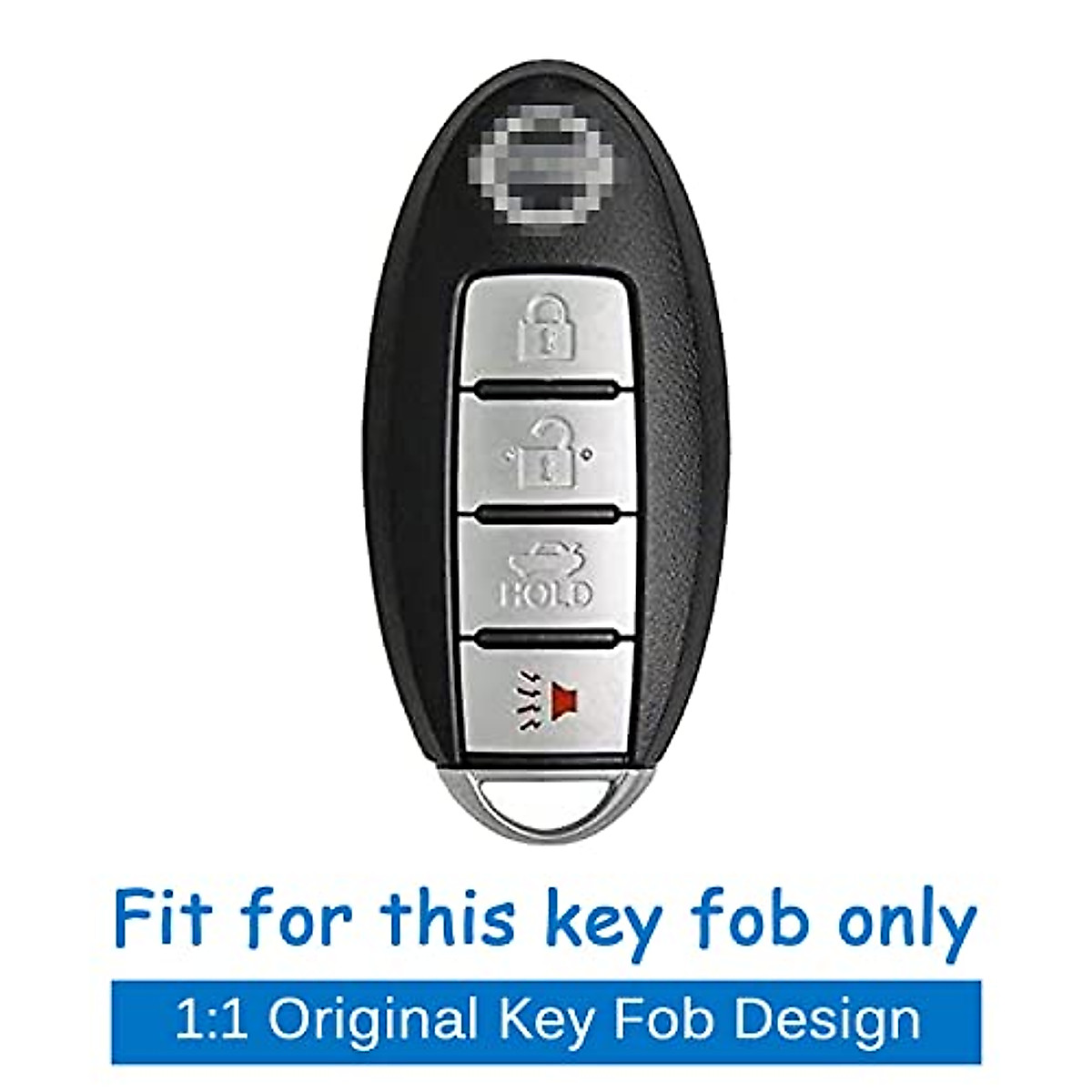 Silicone Key Fob Cover Remote Keyless Case Protector Compatible with Nissan 350Z 370Z Altima Armada GT-R Maxima Murano Pathfinder Rogue Select Sentra Titan Versa Note Xterra (4 Buttons Black with Red)