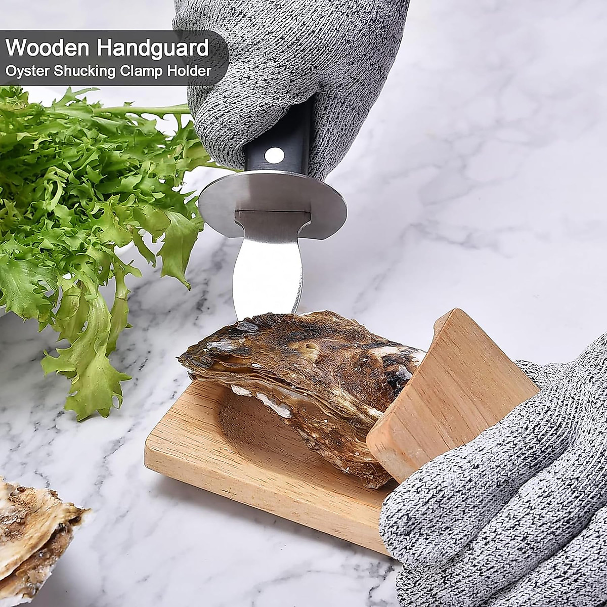 Xyeyo Oyster Shucking Clamp Shucker Tool Wood Oyster Holder Opener Shucking Block Wooden Seafood Shucking Clip for Kitchen Home Outdoor Barbecue Camping (1PCS), 3.14*5.1inch