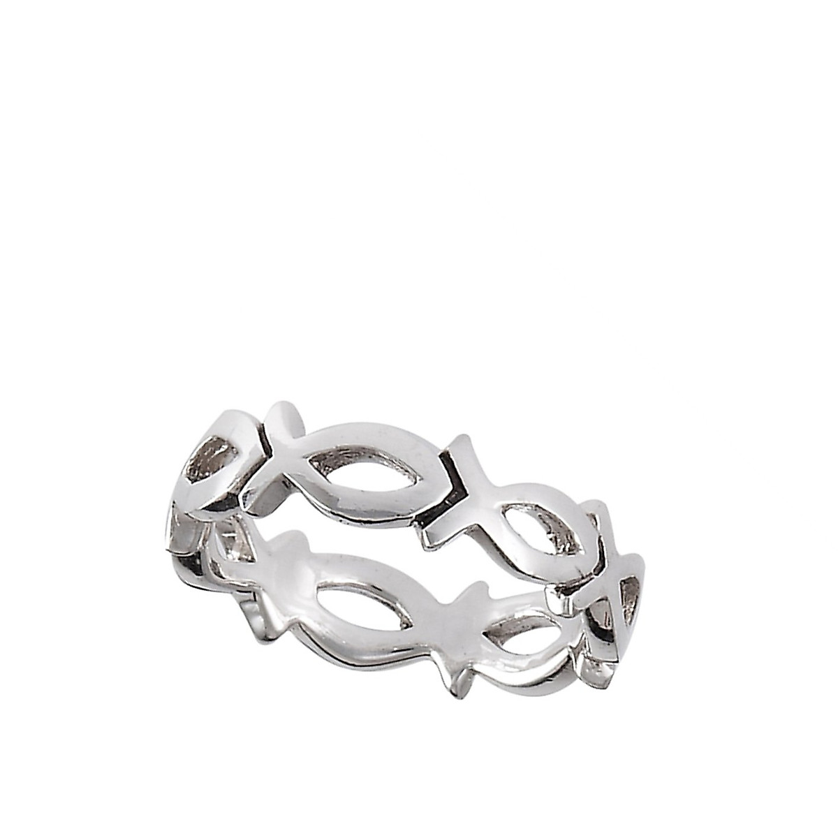 Eternity Christian Fish Ichthus Promise Ring .925 Sterling Silver Band Size 10