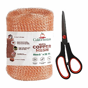 Californistan Copper Mesh Rodent Control, 5in x 32ft- Rustproof Copper Mesh Roll for Rodent, Bat & Snail - Perfect for Hole Blocking, Gardening & Sealing Water Opening - Plus Special Bonus Scissor