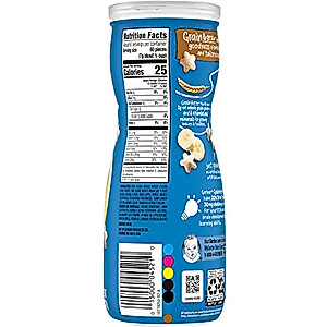 Gerber Snacks for Baby Grain & Grow Puffs, Banana, Puffed Whole Grain Snack for Crawlers, Non-GMO & Baby Led Friendly, 1.48-Ounce Canister (Pack of 3)