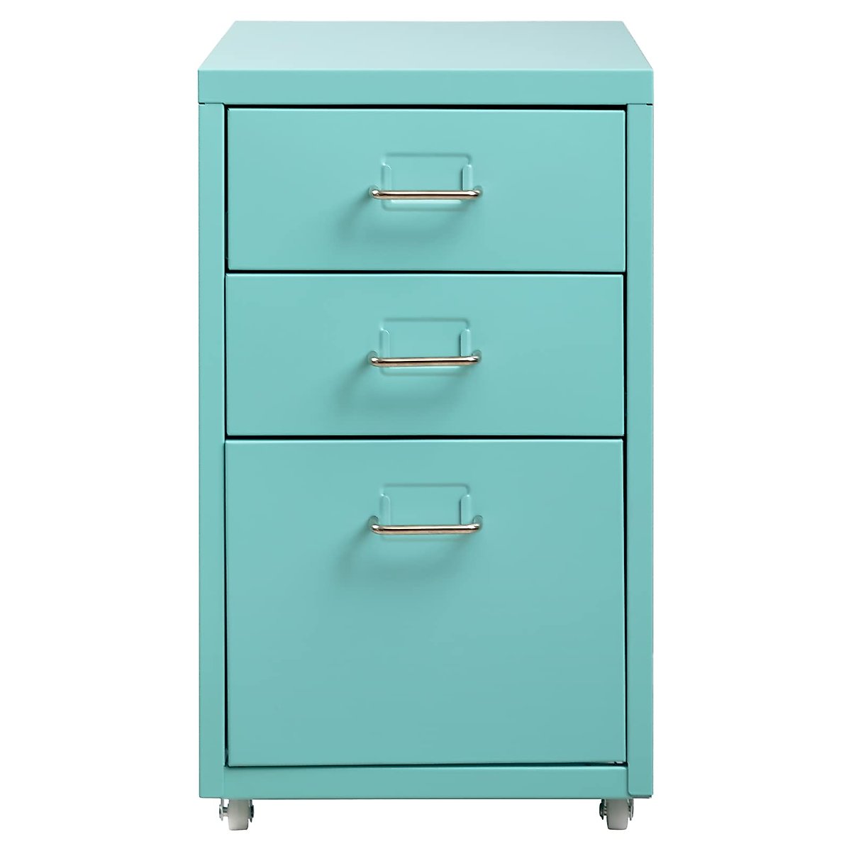 HollyHOME 3-Drawer Mobile Classification Storage Cabinet, Under Desk for A4 Mini File Cabinet, Mobile File Cabinet with Wheels for Home and Office, Blue