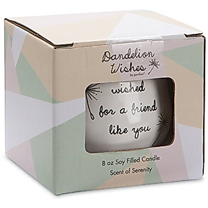 Pavilion Gift Company 77114 Plain Dandelion Always Wished for a Friend Like You White Ceramic Soy Serenity Scented Candle